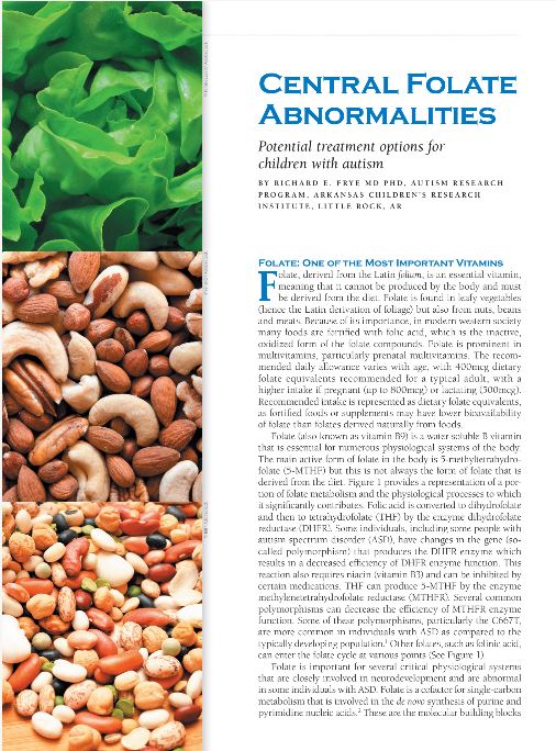Cerebral Folate Deficiency – Dr. Richard E. Frye, MD, PhD